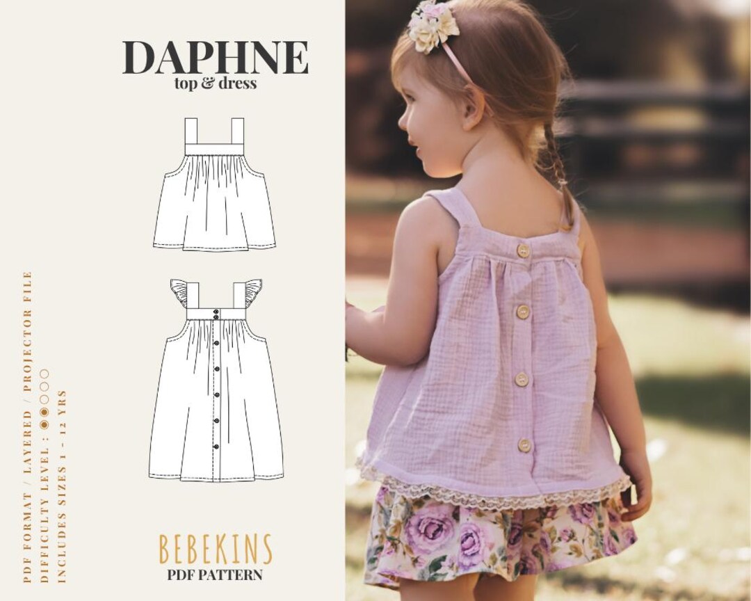 Daphne Dress & Top PDF Sewing Pattern/a4/a0/projector Files - Bebekins ...