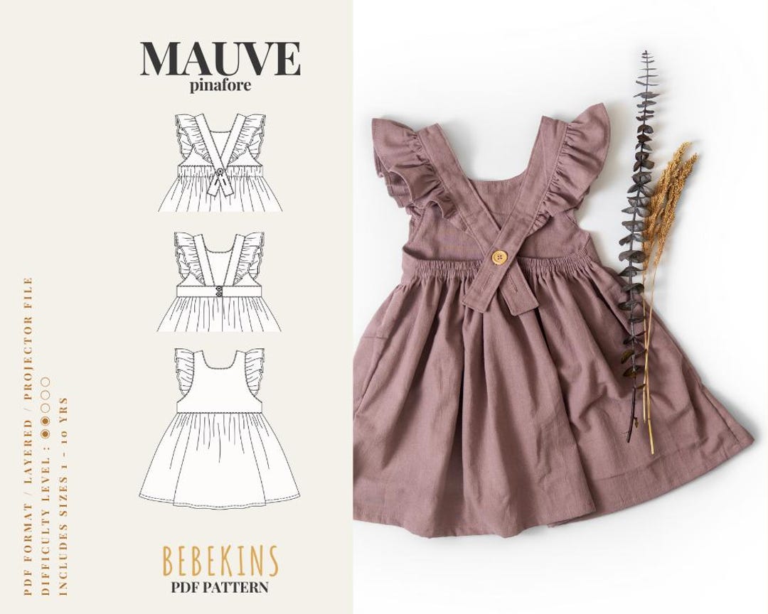 Mauve Pinafore PDF Sewing Pattern/a4/a0/projector Files - Bebekins ...