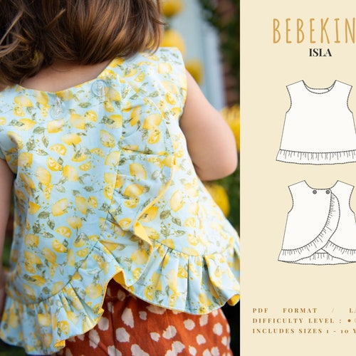 Girls Cross Back Top Digital PDF Sewing Pattern Instant - Etsy