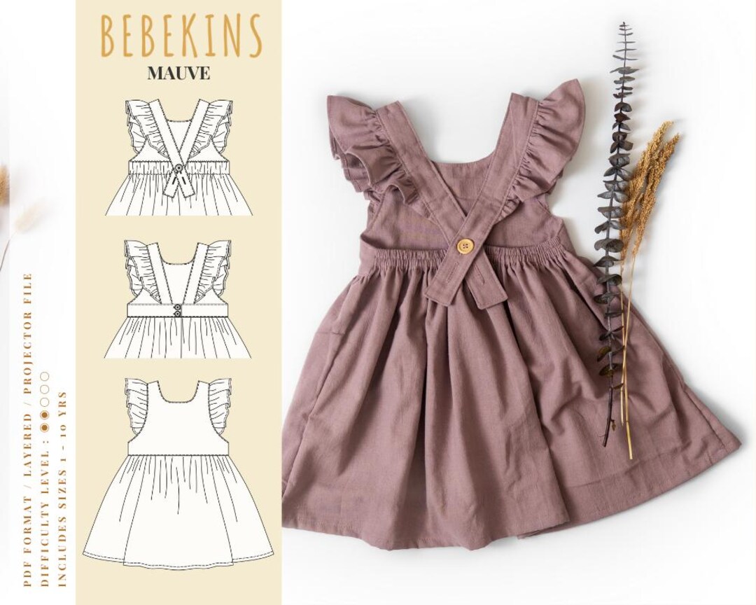 Mauve Pinafore PDF Sewing Pattern/a4/a0/projector Files - Bebekins ...