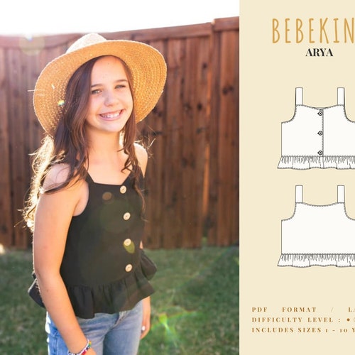 Girls Cross Back Top Digital PDF Sewing Pattern Instant - Etsy
