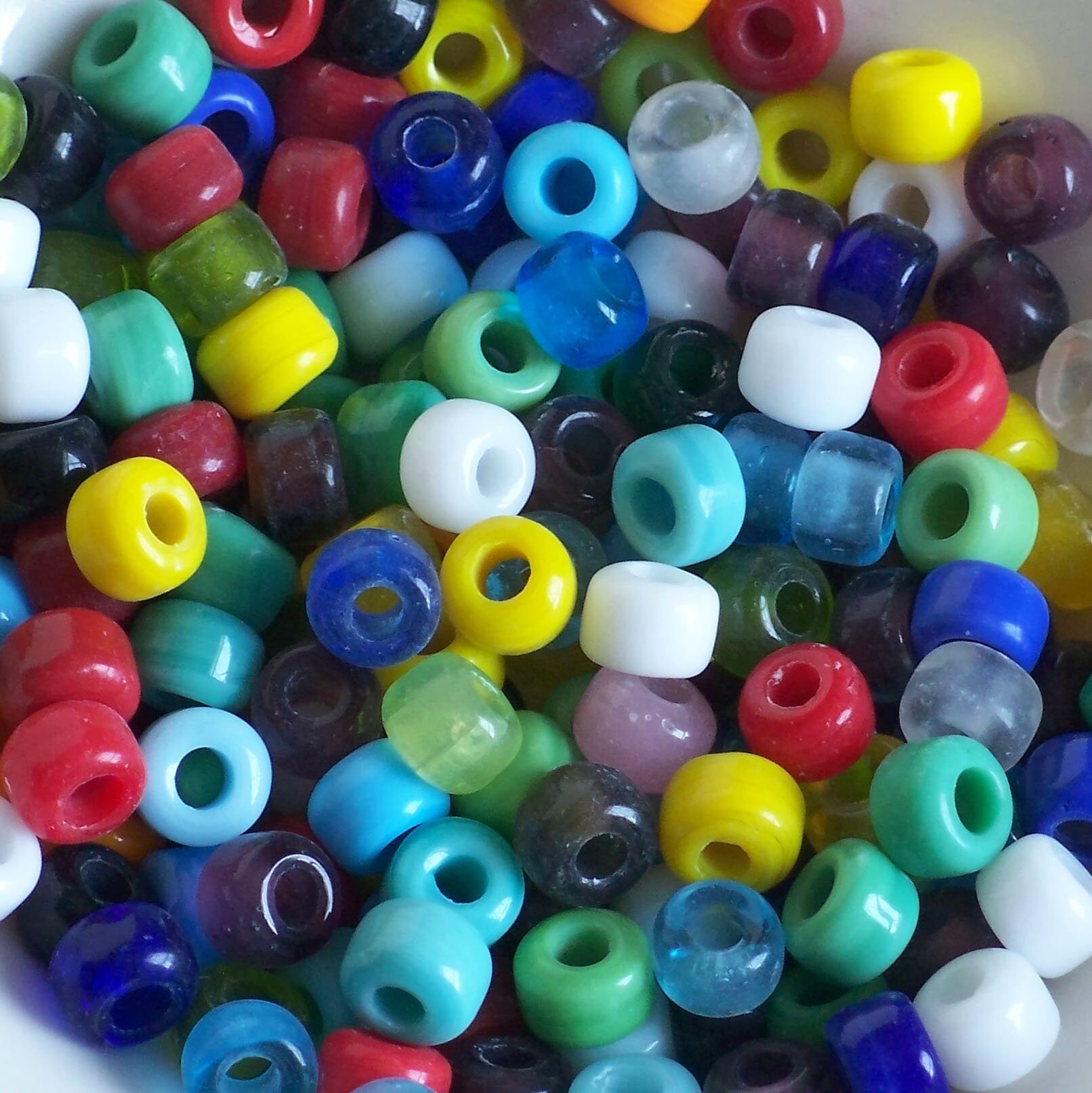 Glass Pony Beads, 8mm Crow Rainbow Beads 50pc, Opaque and Translucent ...
