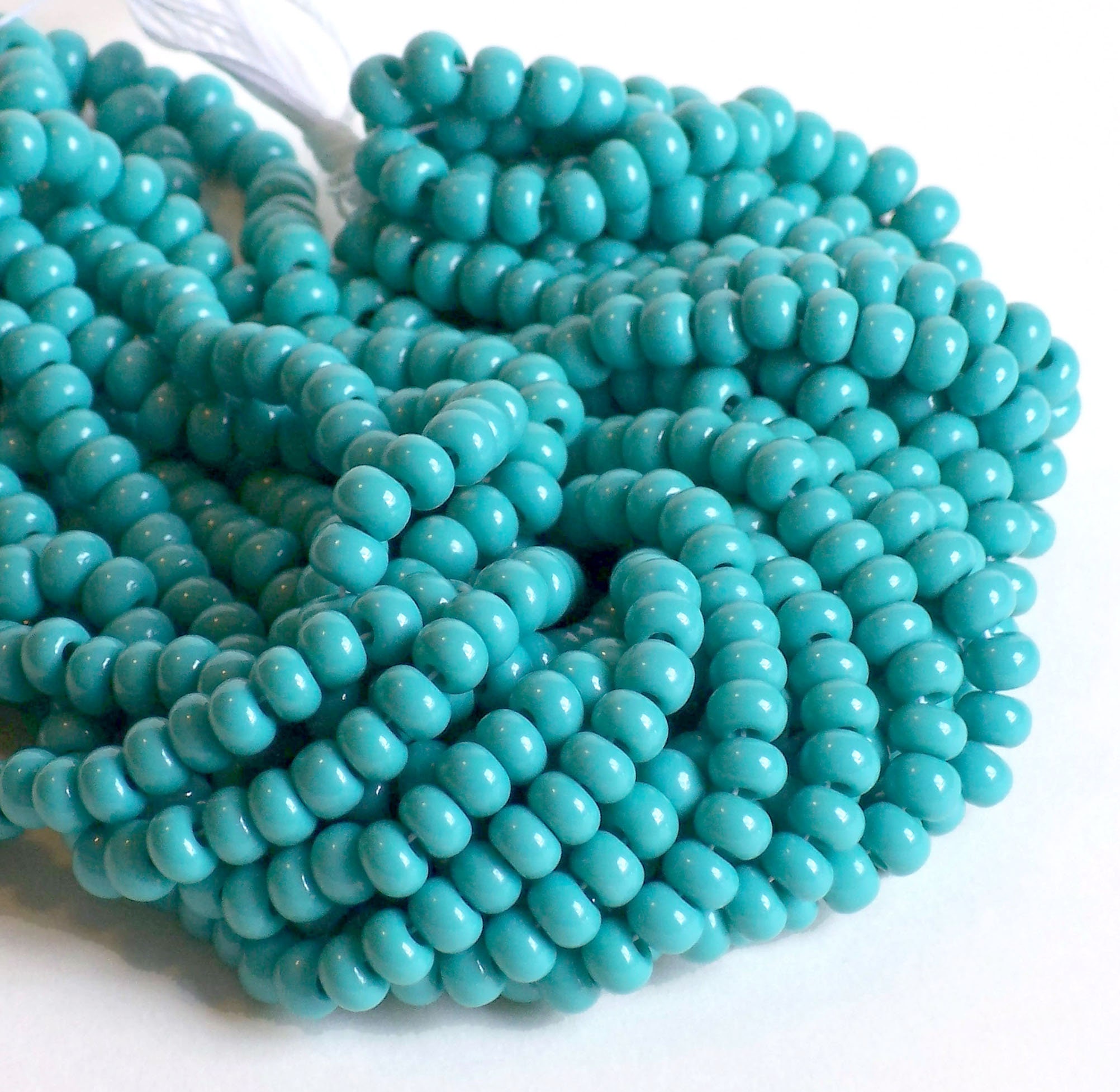 1/0 Opaque Turquoise Green Czech Glass Seed Beads , Preciosa Large Seed ...