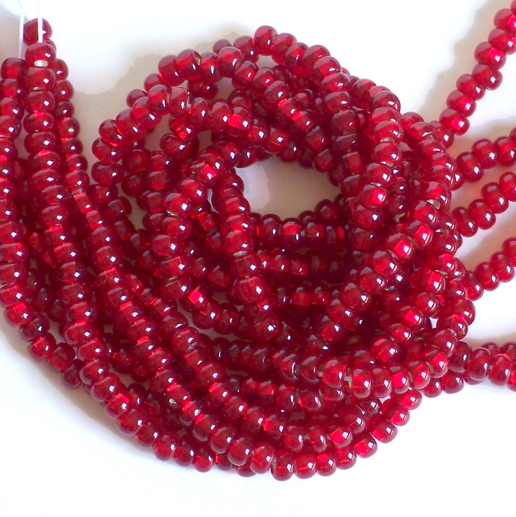 Silver Lined Ruby Red 6/0 Beads Czech Seed Beads, Preciosa 4mm beads ...