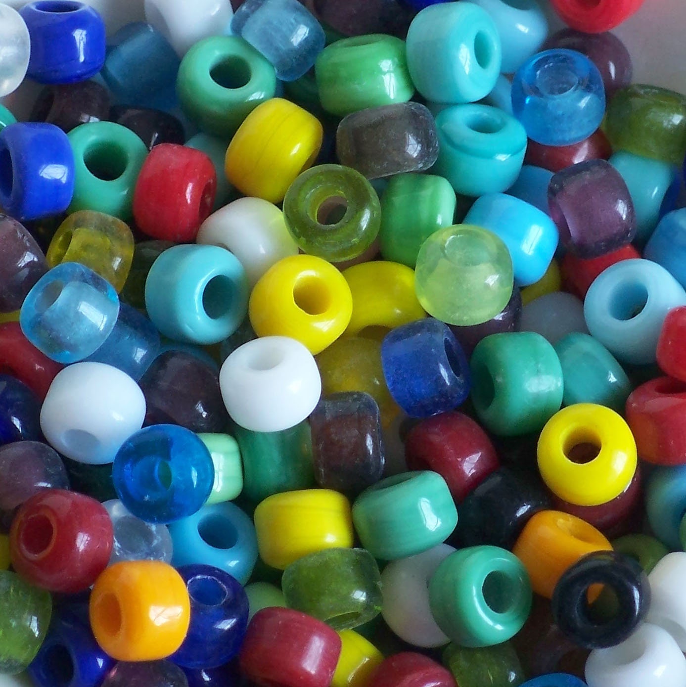 Glass Pony Beads, 8mm Crow Rainbow Beads 50pc, Opaque and Translucent ...