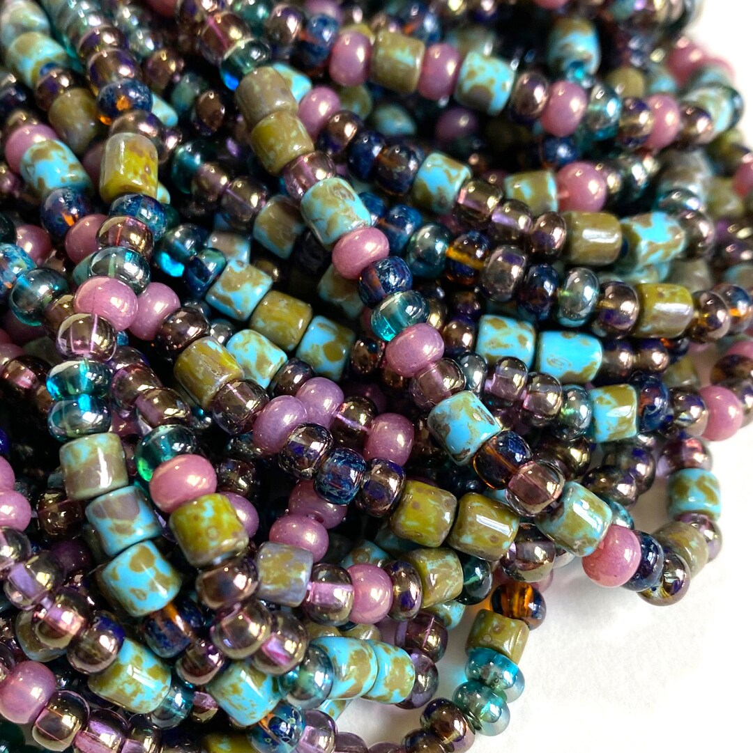 Turtle Cay Tube and Seed Bead Mix, Preciosa 6/0 Picasso Aged Czech ...