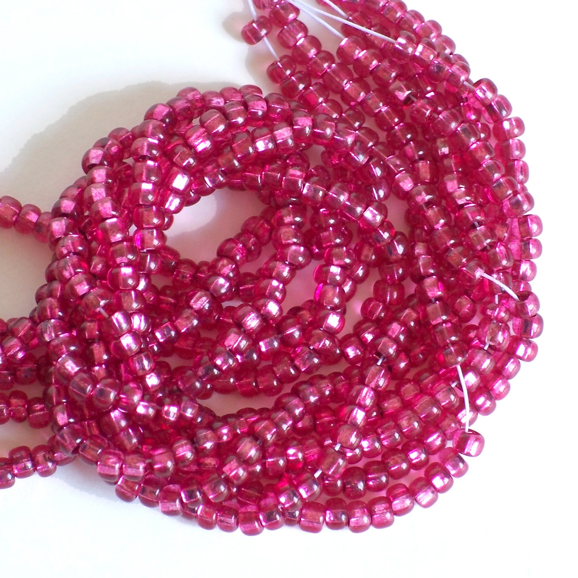 Silver Lined Fuschia 6/0 Czech Glass Seed Beads, Preciosa 4mm beads ...