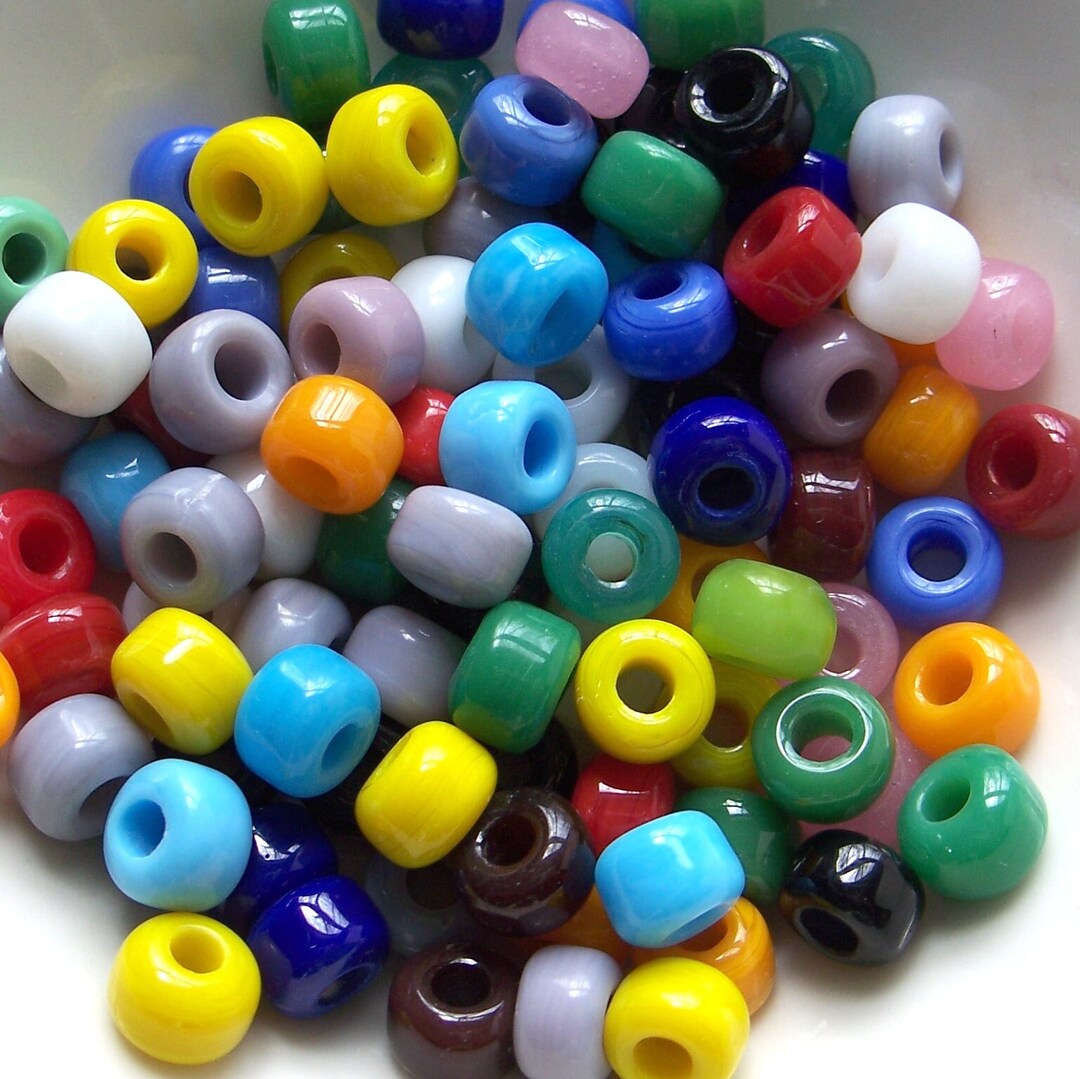 Rainbow Color Mix Crow Beads, 9mm Glass Pony Beads 50pc - Etsy