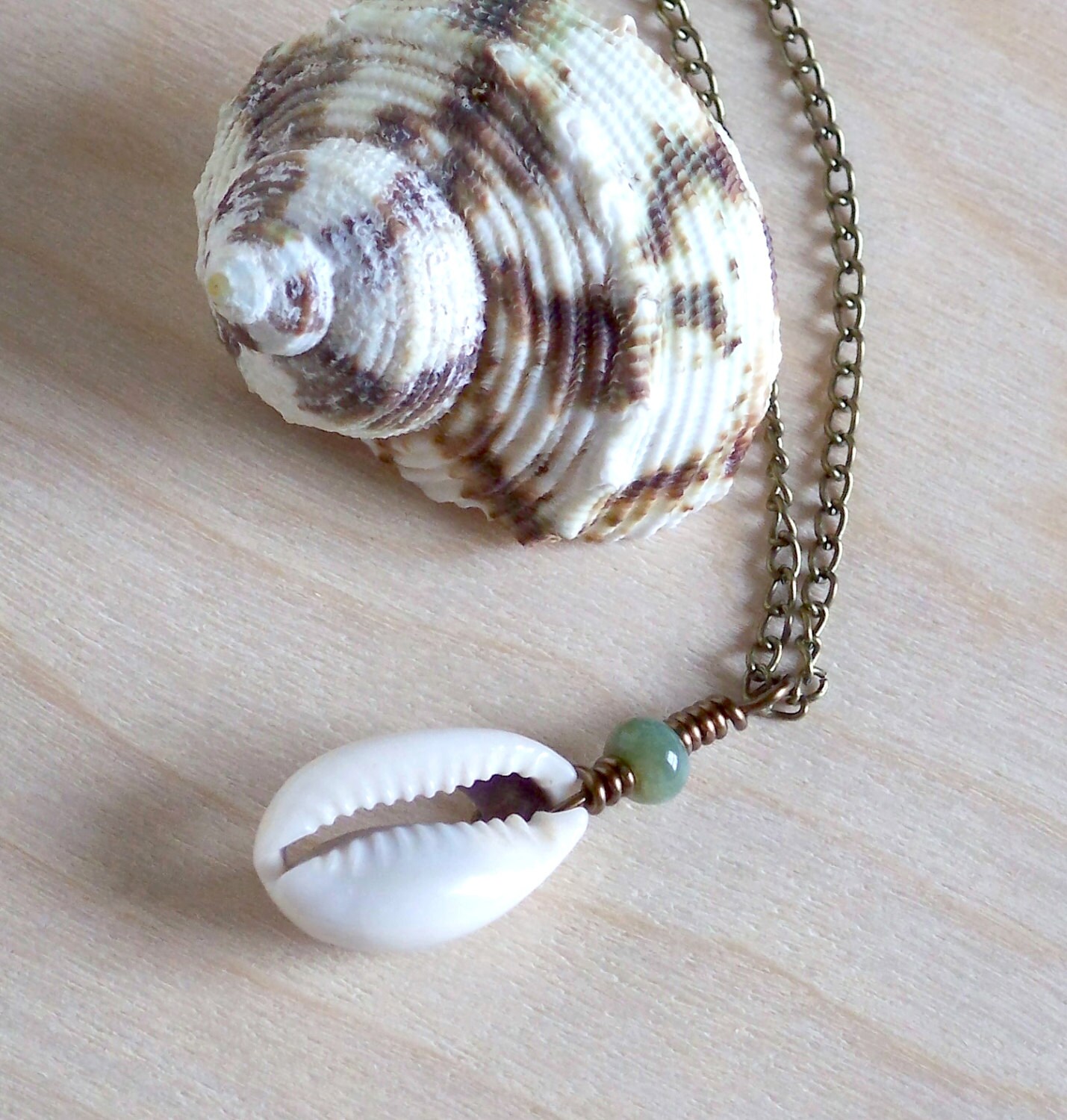 Agate and Cowrie Shell Necklace, Cowrie Shell Beach Necklace, Boho ...