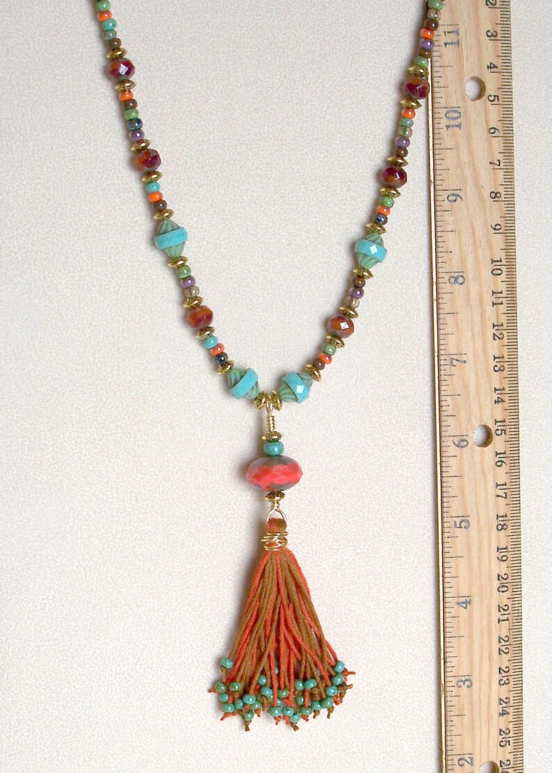 Boho Beaded Tassel Necklace Long Boho Tassel Necklace - Etsy