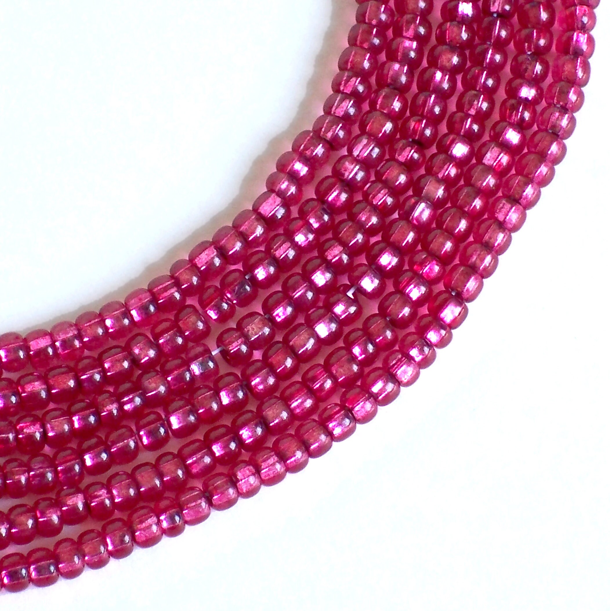 Silver Lined Fuschia 6/0 Czech Glass Seed Beads, Preciosa 4mm beads ...