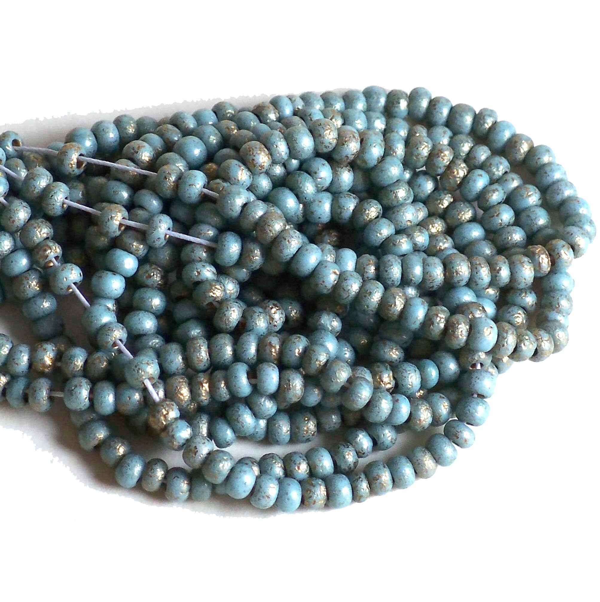 Gold Etch Blue Opal Aged Picasso 6/0 Czech Glass Seed Beads, Preciosa ...