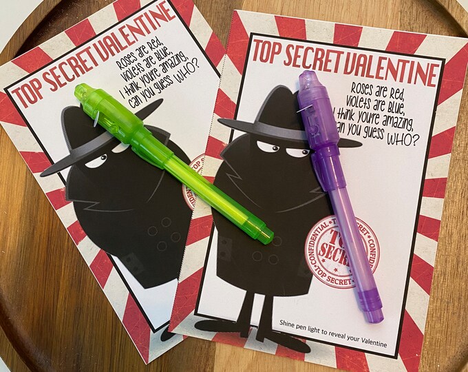 Spy Valentines Class Gifts Invisible Ink Exchange Elementary Middle ...