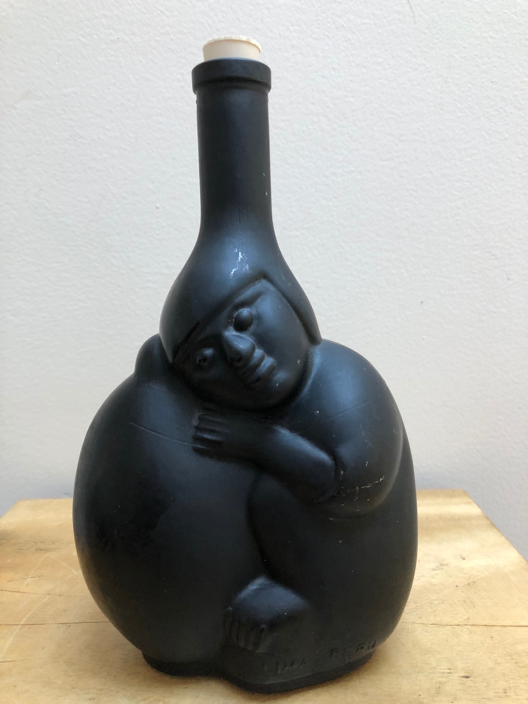 Vintage Figural Peruvian Pisco Black Glass Brandy Bottle - Etsy