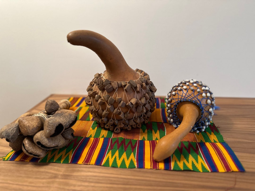 Trio of Vintage African Tribal cameroon Gourd Rattle Musical Shaker ...