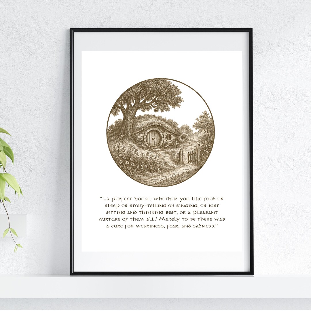 Hobbit Hole Wall Art Print- Tolkien Quote From the Hobbit -shire Decor ...