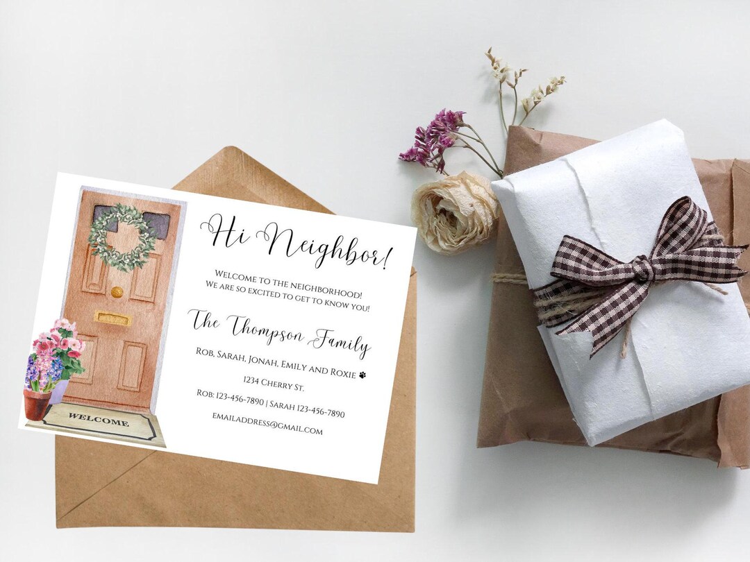 New Neighbor Announcement Cards: Personalized Welcome (PDF & JPG) - Etsy