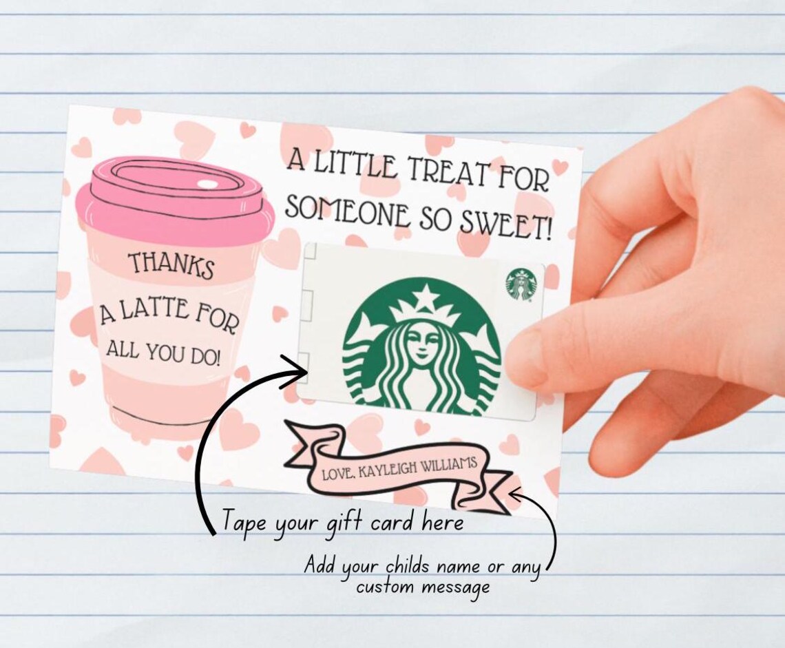 Personalized Valentine's Coffee Gift Card Holder, Printable Teacher ...
