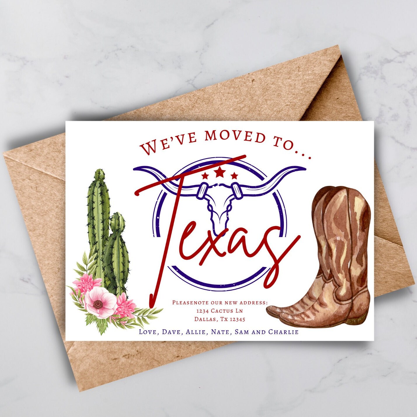 Texas Moving Announcement Postcard: New Home, New Address (instant ...