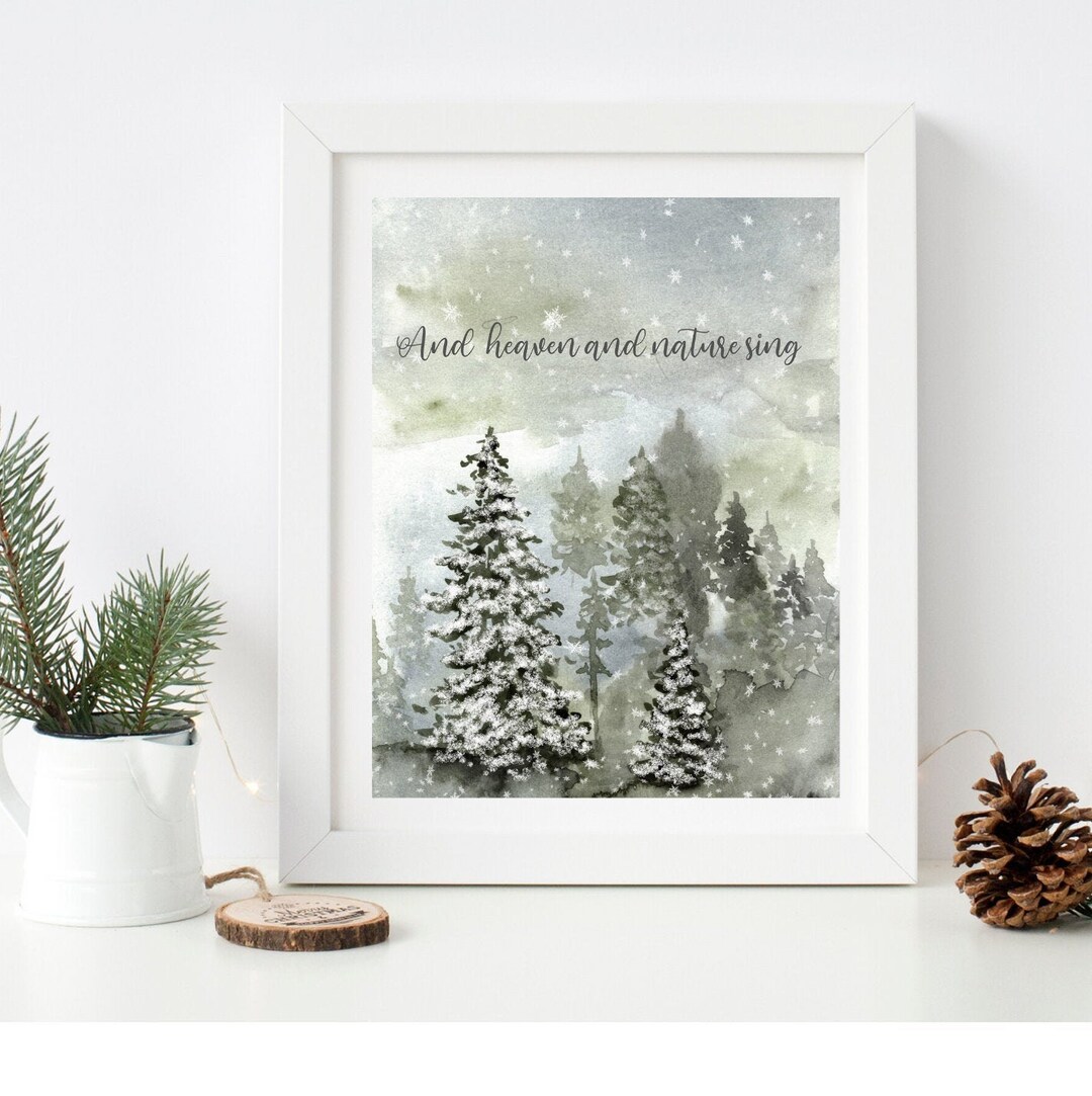 Heaven and Nature Sing Christmas Print: Winter Forest Scene (digital ...