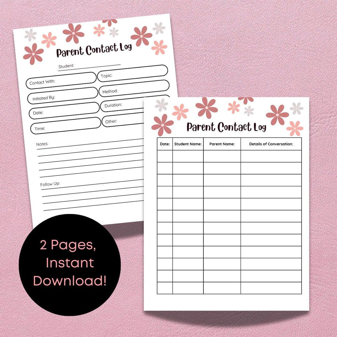 Parent Communication Log, Teacher Communication Record, Communication ...