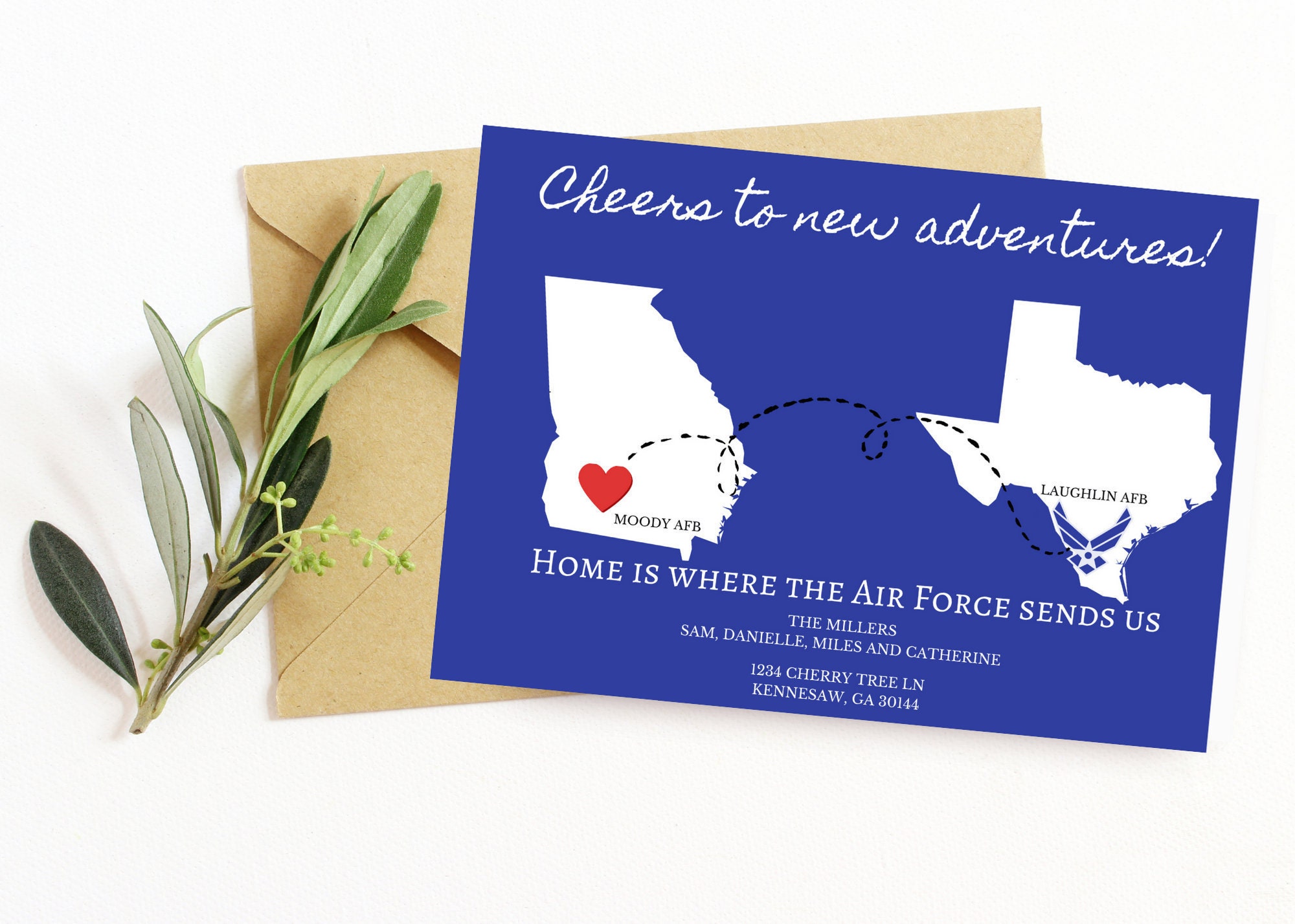 Military Moving Announcement Postcard: New Home, New Address (INSTANT ...