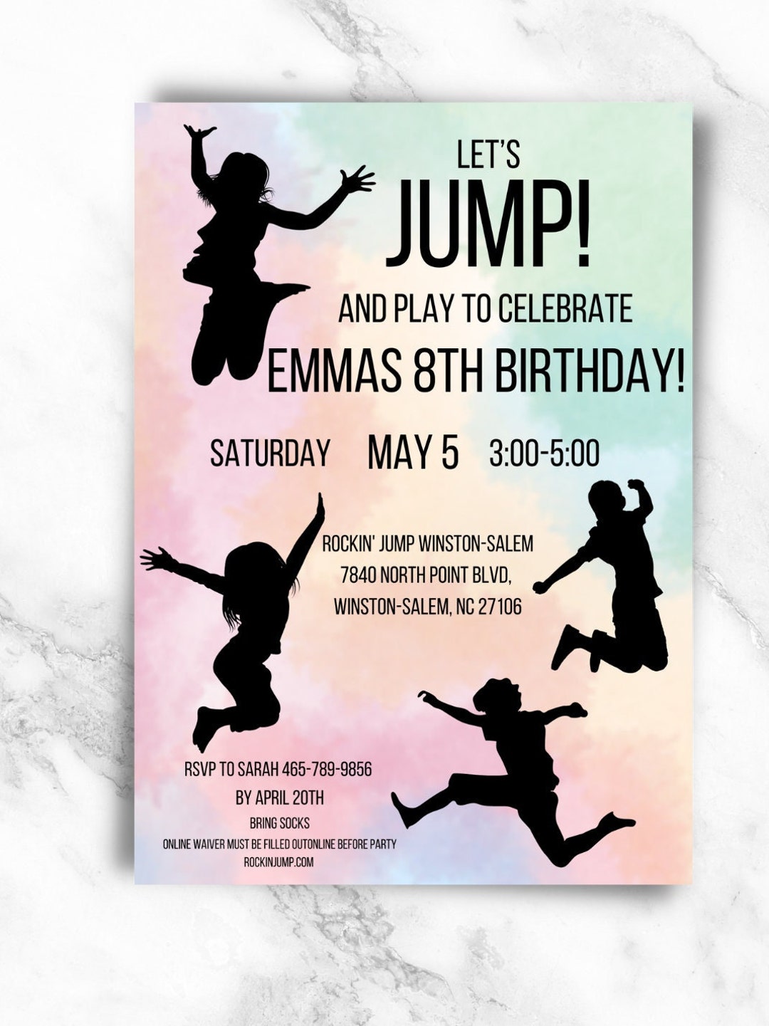 Trampoline Park Birthday Invitation Trampoline Invitation - Etsy