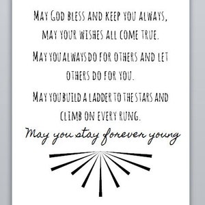 Forever Young Bob Dylan Lyrics Print- White and Black- Instant Download ...