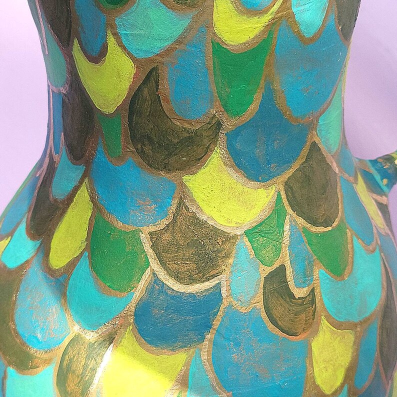 Blue and Green Paper Mache Pitcher: sea Monster - Etsy