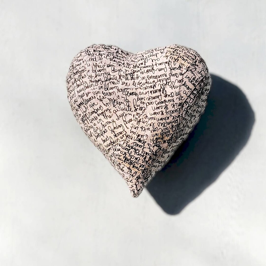 Scribble Scrap Paper Mache Heart Paperweight - Etsy