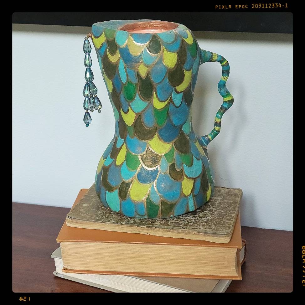 Blue and Green Paper Mache Pitcher: sea Monster - Etsy