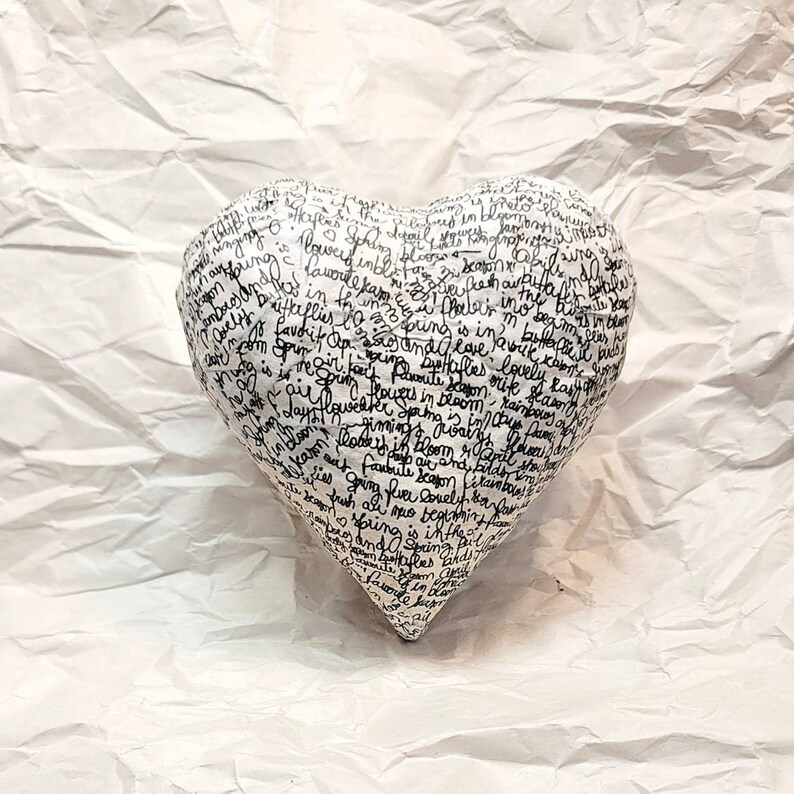 Scribble Scrap Paper Mache Heart Paperweight - Etsy