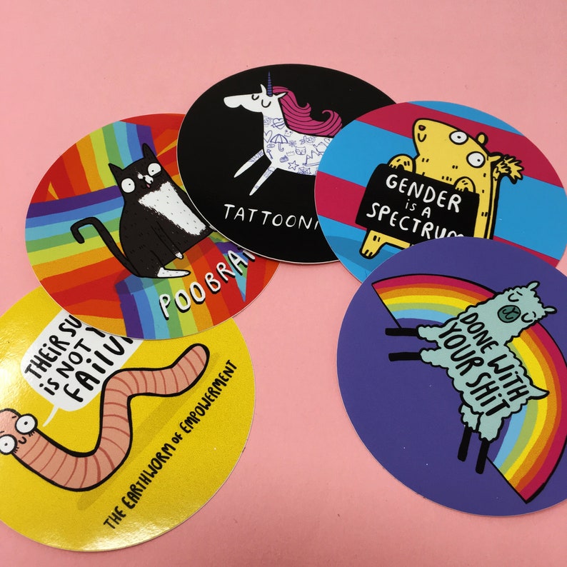 The Gender Fluid Gerbil VINYL Sticker 8cm Circle Sticker | Etsy