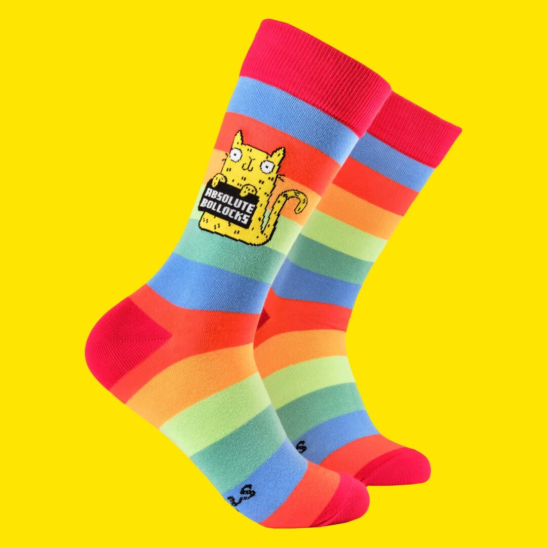 Sweary Cat Absolute Bollocks Socks - Sweary Cat Socks - Katie Abey ...