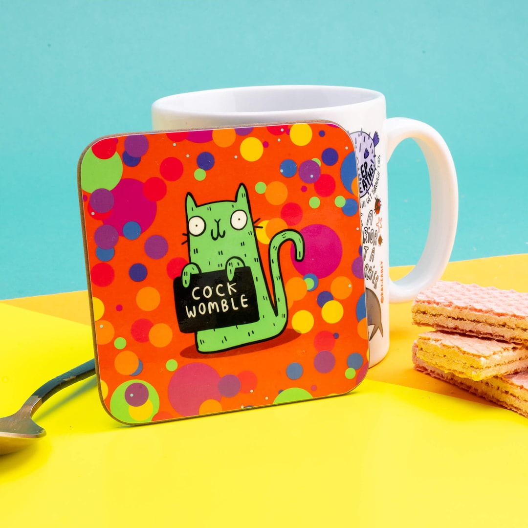 Sweary Cat Coaster: Funny Womble Design by Katie Abey - Etsy