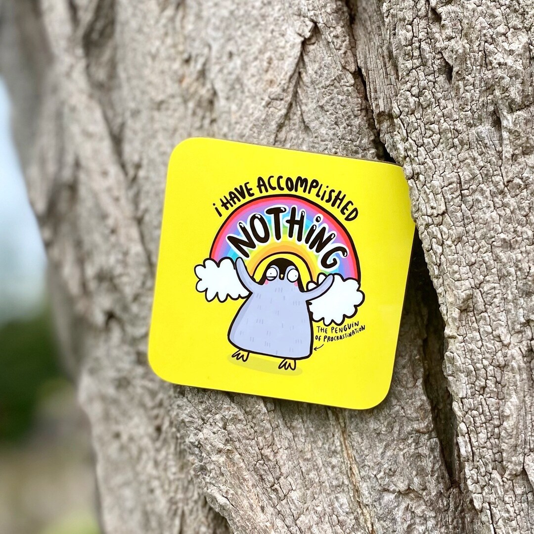 Penguin of Procrastination Coaster Cute Coaster Animal - Etsy