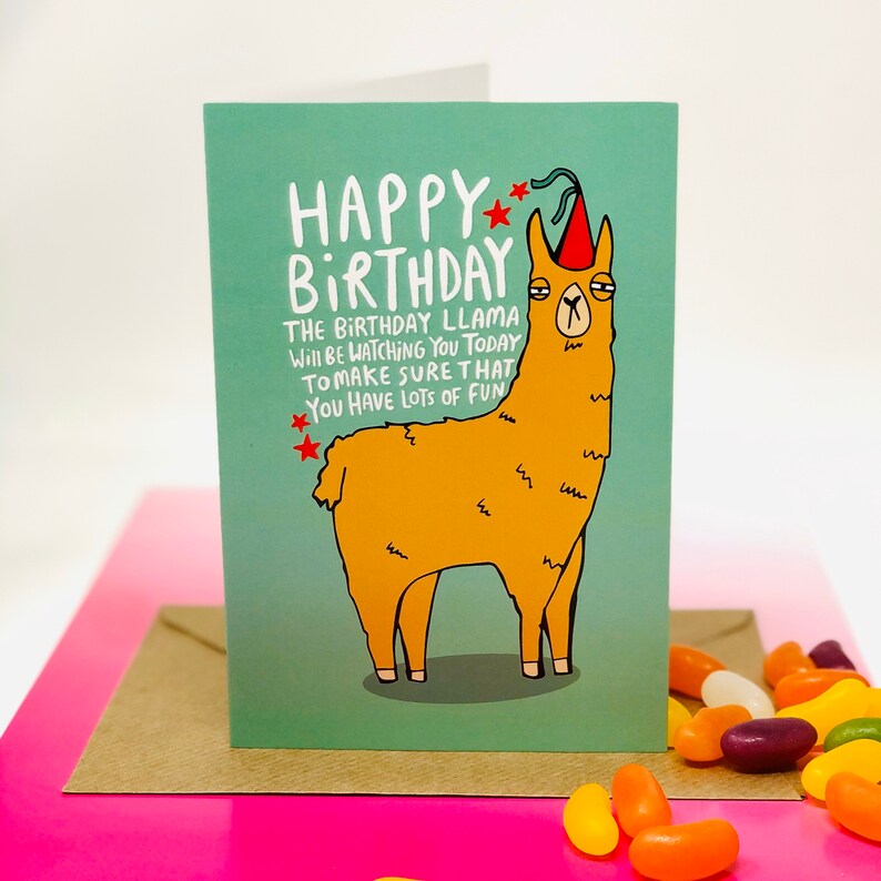 Birthday Llama A6 Card Lama Animal Card Funny Greeting - Etsy