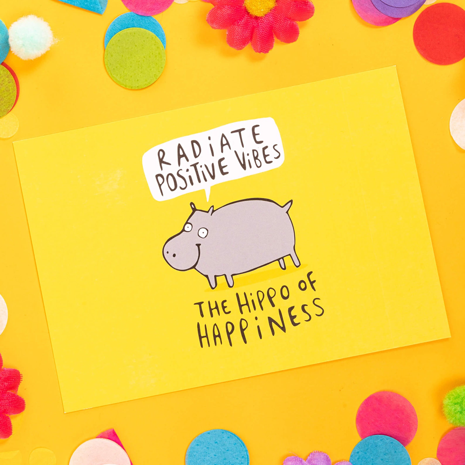 The Hippo of Happiness - A6 Postcard - Motivational Postcard - Katie ...