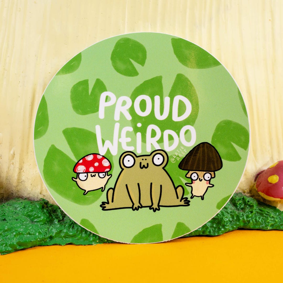 Proud Weirdo Mushroom Frog Vinyl Sticker - Mushroom - Katie Abey ...