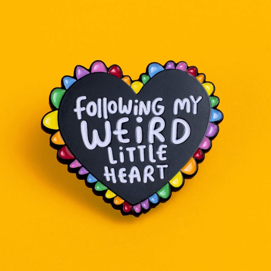 Weird Little Heart Enamel Pin Badge - Heart Shaped Pin - Rainbow ...