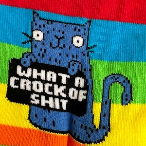 What A Crock of Shit Rainbow Socks Sweary Cat Socks Katie Abey Socks ...