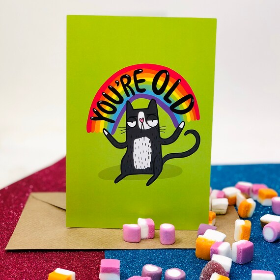 You're Old A6 Birthday Card Greeting Card Cat Funny | Etsy