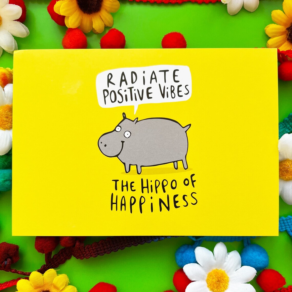 The Hippo of Happiness A6 Postcard Motivational Postcard - Etsy