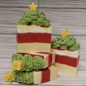 Christmas Tree Handmade Soap, Holiday Stripe, Cold Process Soap, Vegan ...