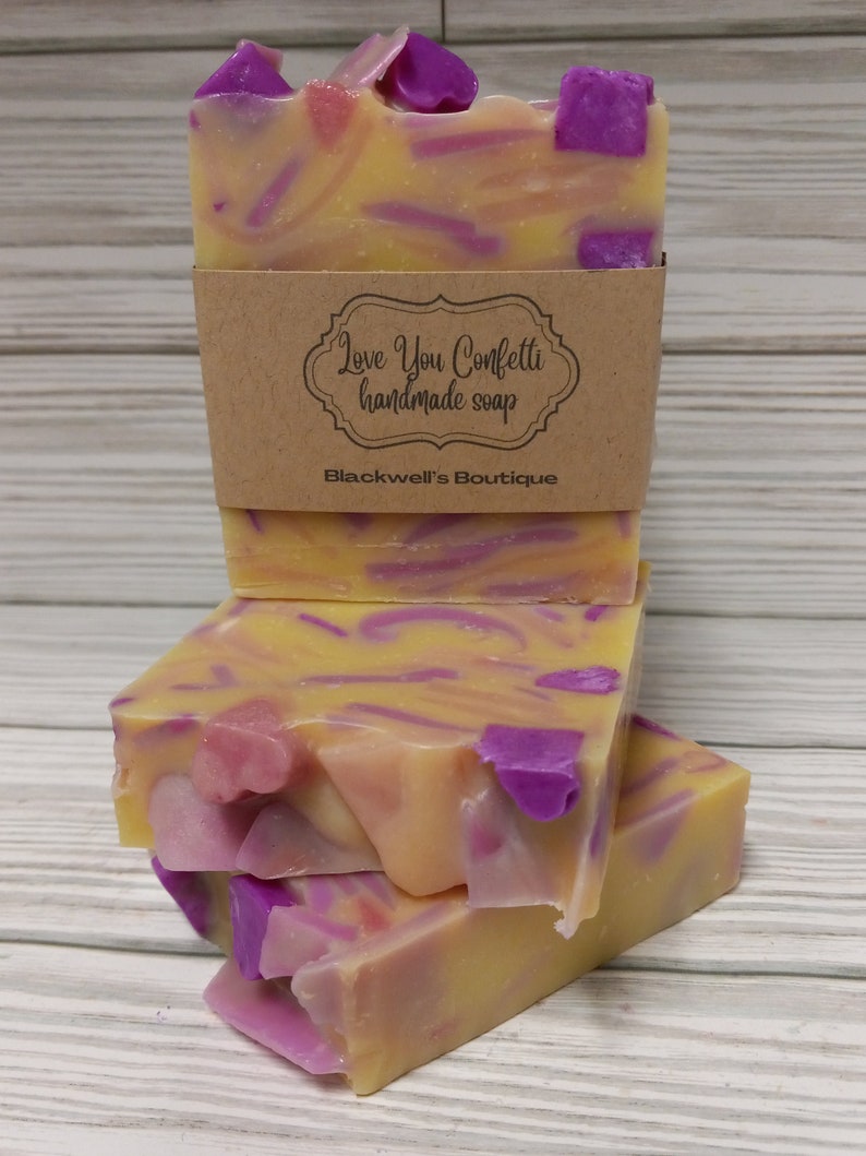Love You Confetti Handmade Soap, Rainbow Sherbet Cold Process Soap ...