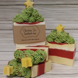 Christmas Tree Handmade Soap, Holiday Stripe, Cold Process Soap, Vegan ...