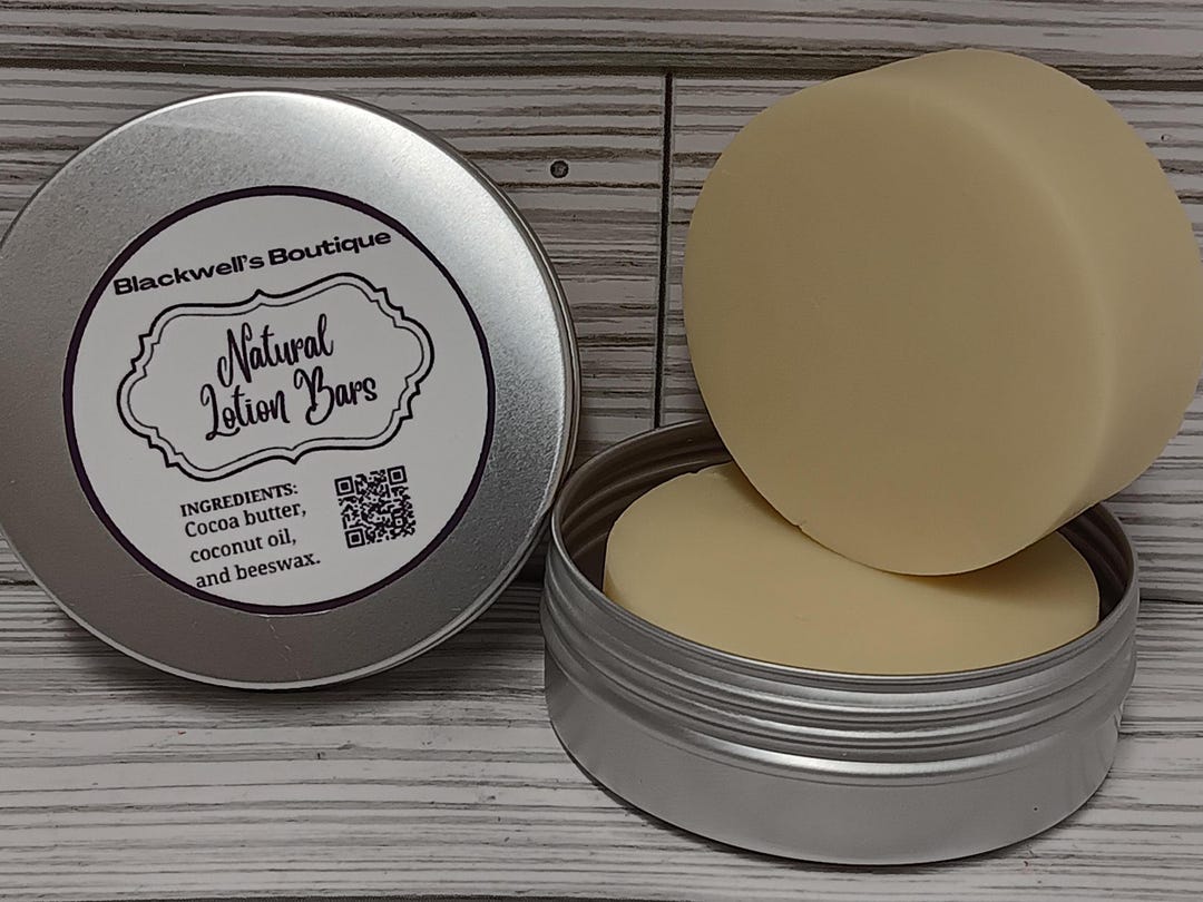 Natural Solid Lotion Bar Round 2oz Tin Unscented Hand Body Lotion ...