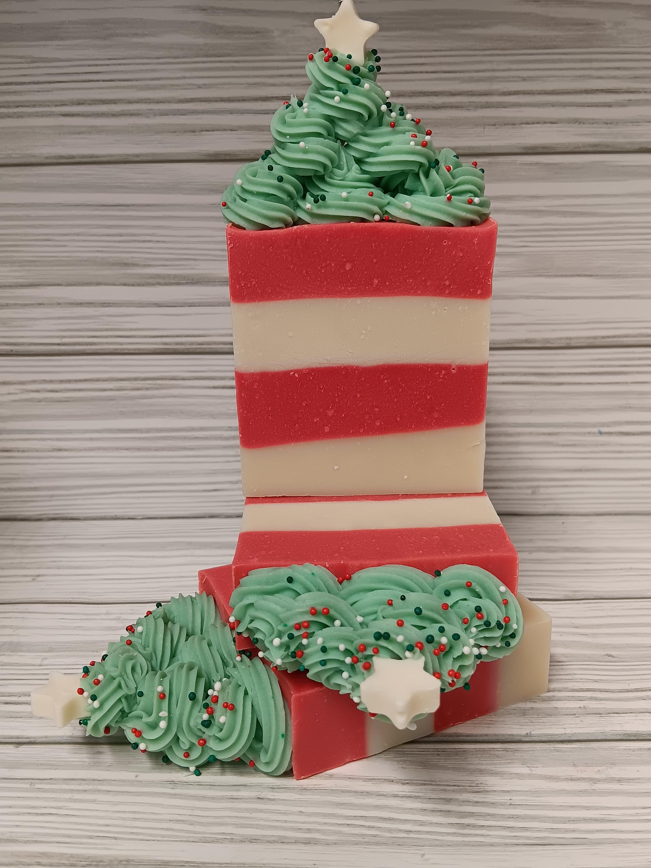 Christmas Tree Handmade Cold Process Soap Winter Holiday Stripe Vegan ...
