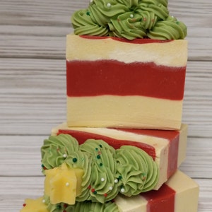 Christmas Tree Handmade Soap, Holiday Stripe, Cold Process Soap, Vegan ...