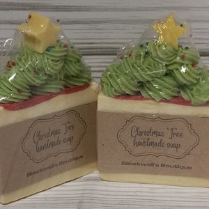 Christmas Tree Handmade Soap, Holiday Stripe, Cold Process Soap, Vegan ...